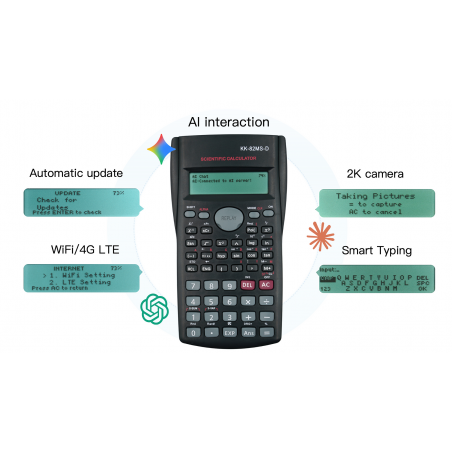 Cheating calculator RXO with AI that displays texts and chats.