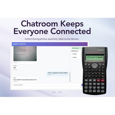 Cheating calculator RXO with AI that displays texts and chats.